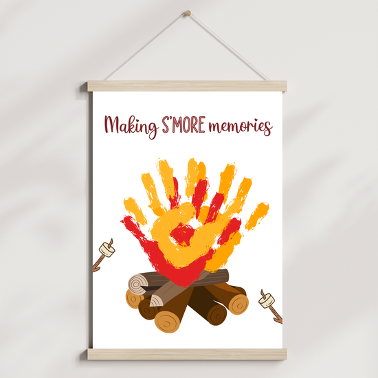 Summer Handprint Craft Printable, DIY Camp Fire Art Project for Kids A ...