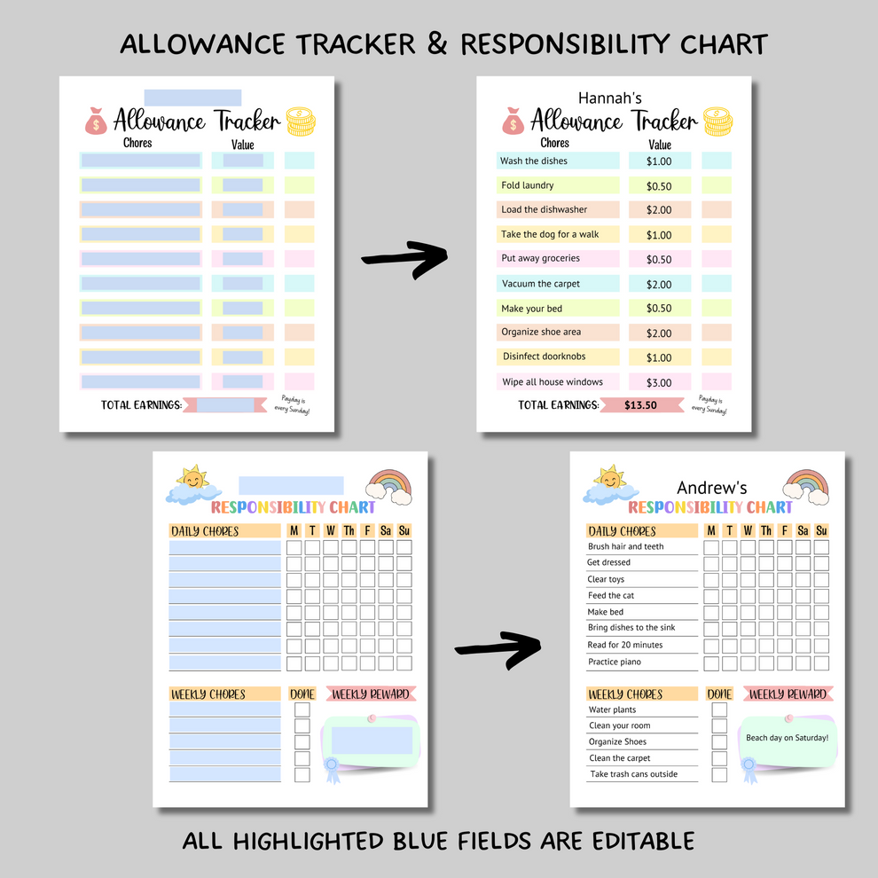Editable Summer Planner, Printable Chore Charts & Checklists For Kids ...