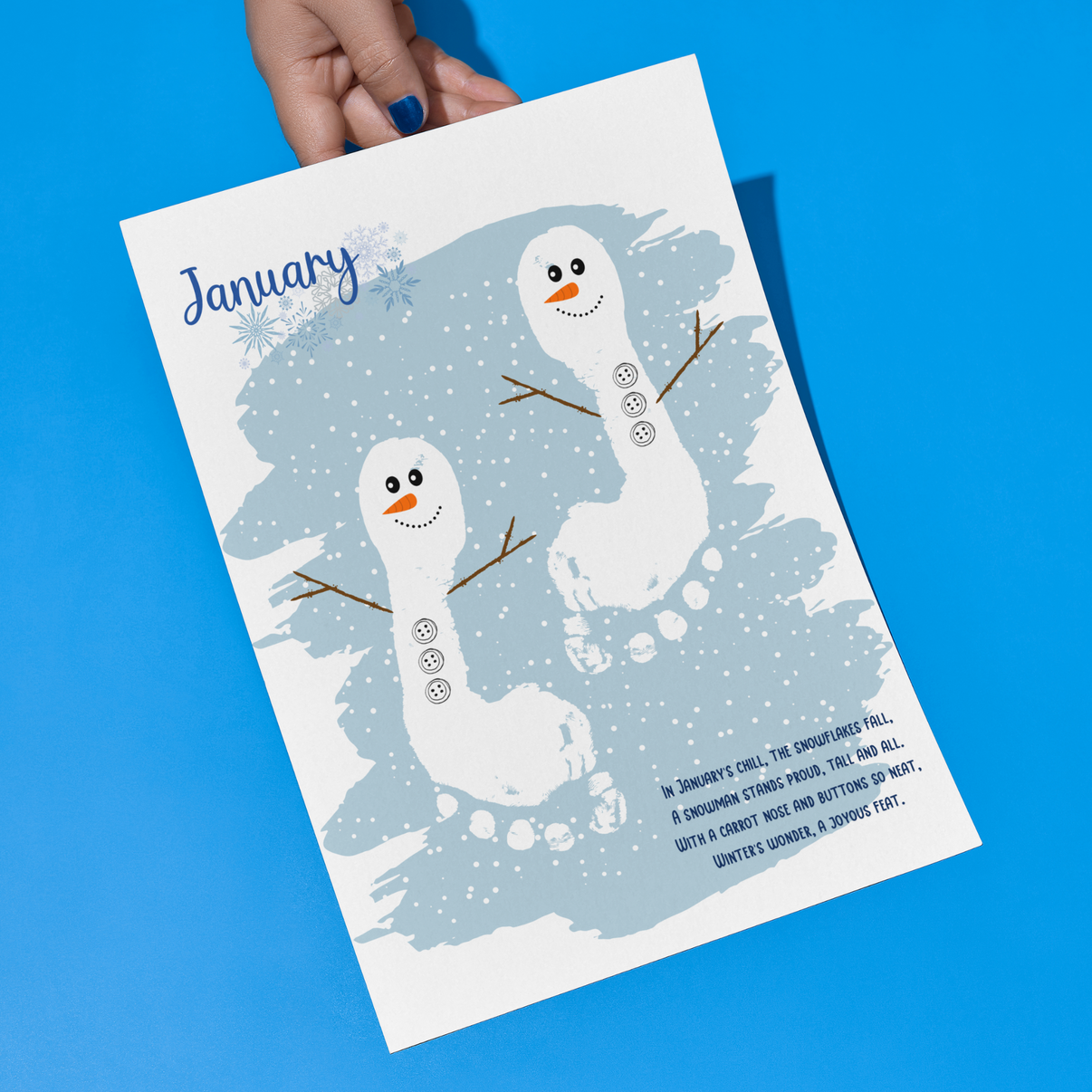 January Handprint Footprint Crafts Printable, DIY Winter Art for Kids ...