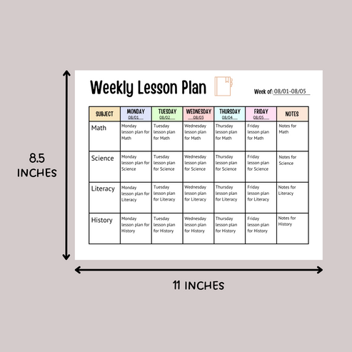 Weekly Lesson Plan Printable, Editable School Planner Schedule ...