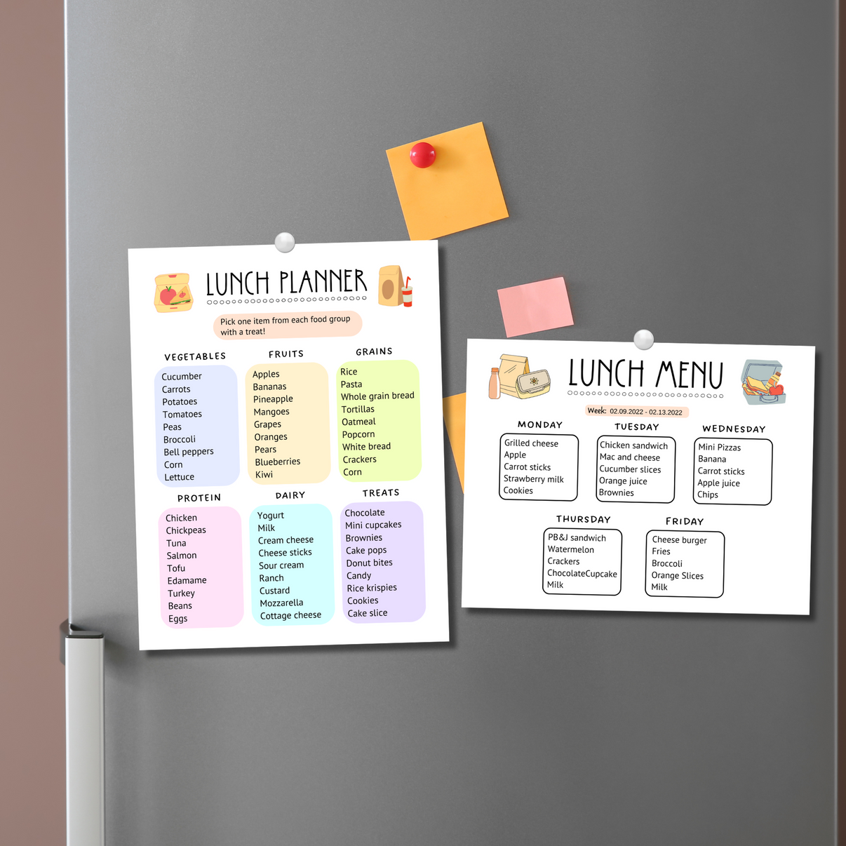 School Lunch Meal Planner Printable, Editable Lunch Menu Kids ...