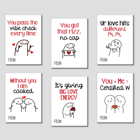 Funny Slang Valentines Day Cards Printable Quirky Humor Classroom ...