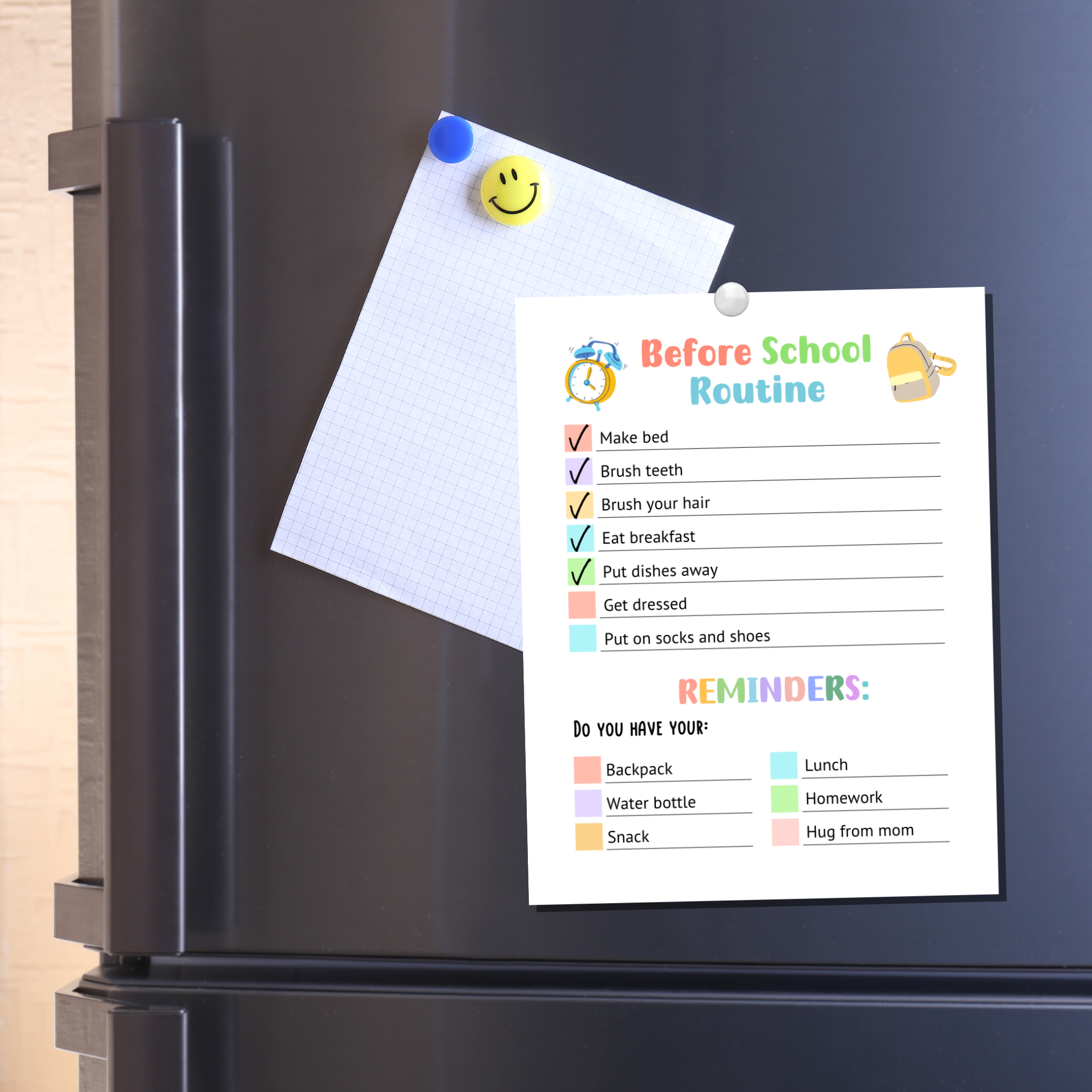 Printable Before School Checklist, Editable Morning Reminders for Kids ...