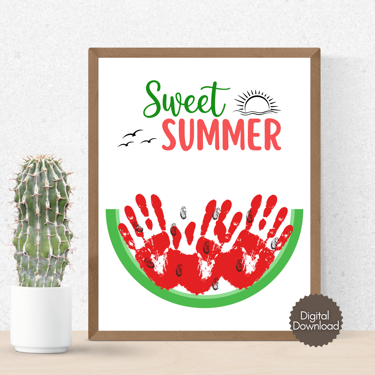 Watermelon Summer Handprint Craft Printable, DIY Art Project for Kids ...