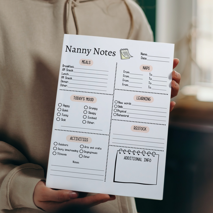 Nanny Notes Printable, Babysitter Information Sheet, Daily Nanny Log ...