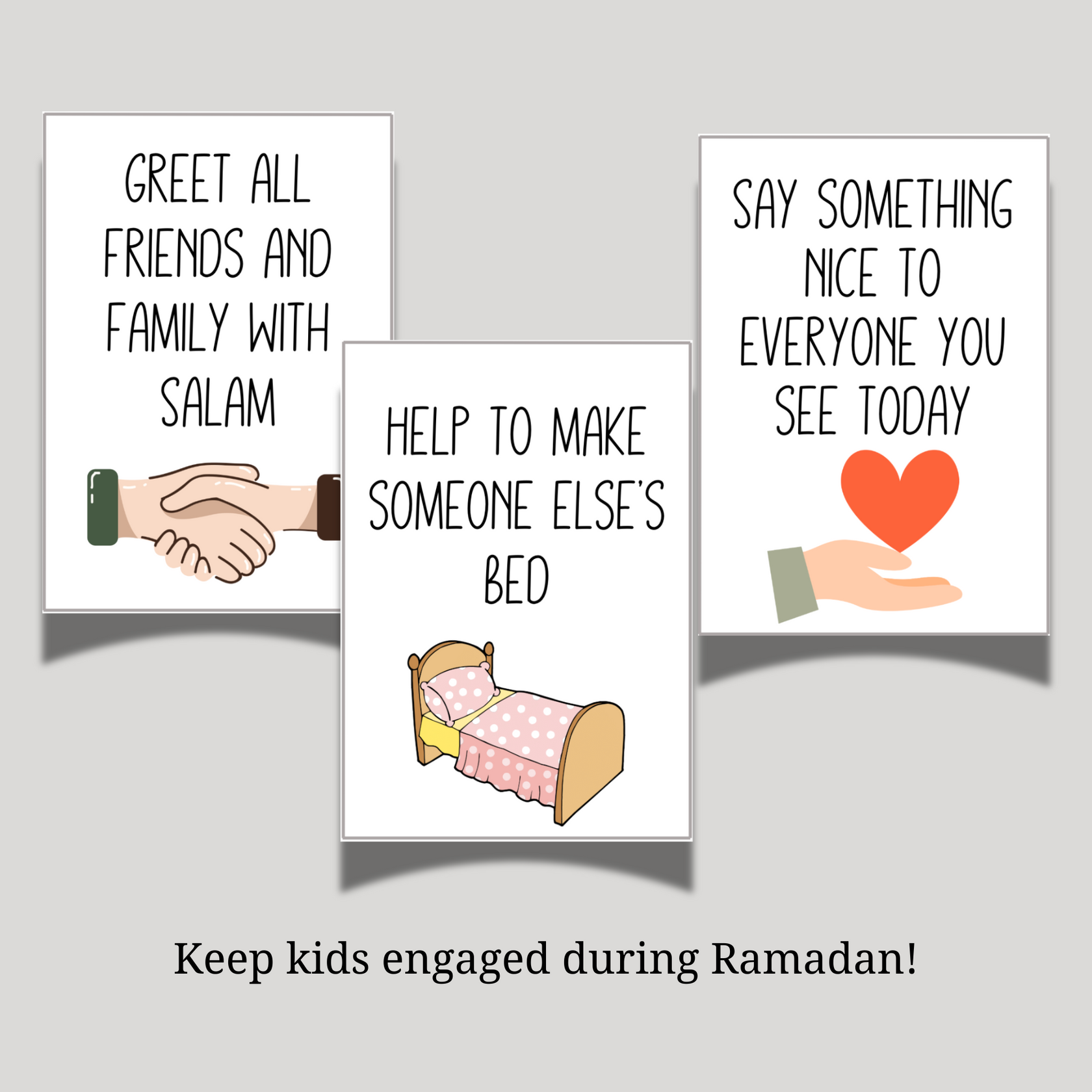Ramadan Good Deeds Cards for Kids Printable, Advent Calendar Reminder ...