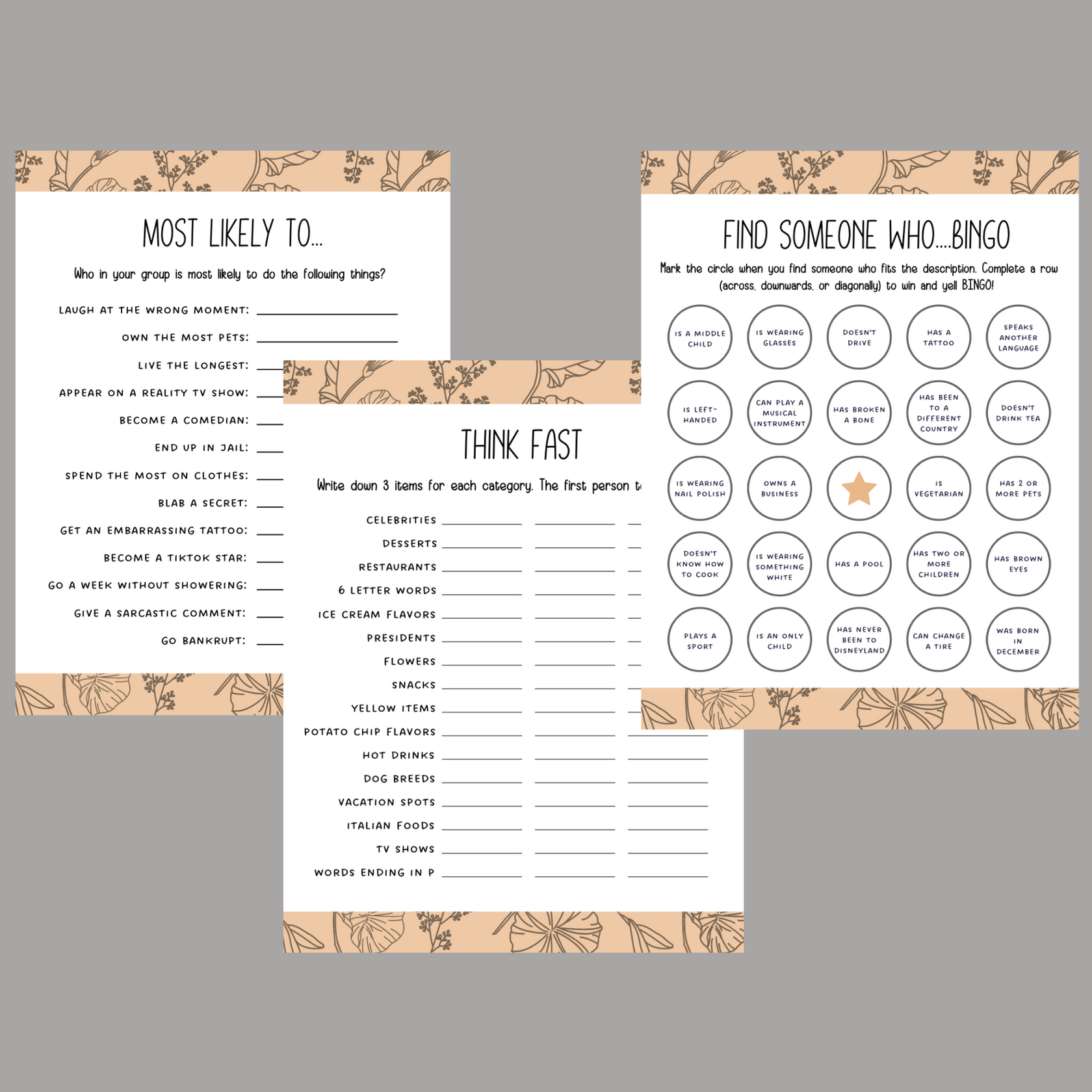 Dinner Party Games Printable, Icebreaker Questions, Adult Party Fun Co ...