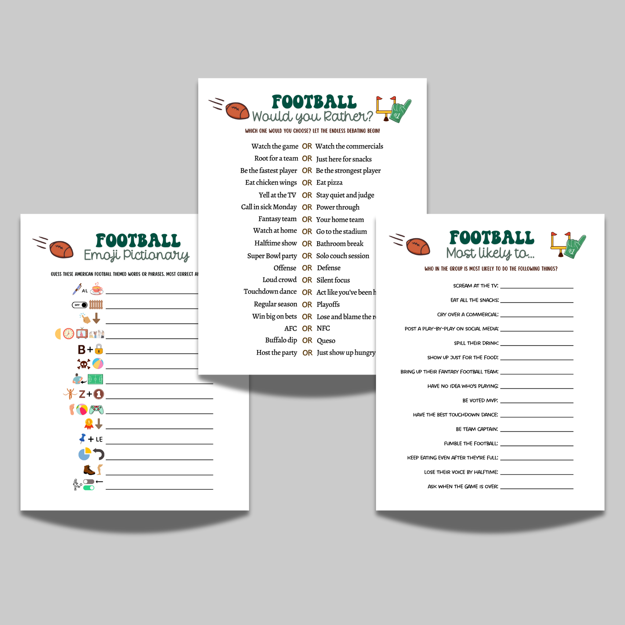 Football Party Games Printable, 2025 Big Game Super Sunday Activity ...