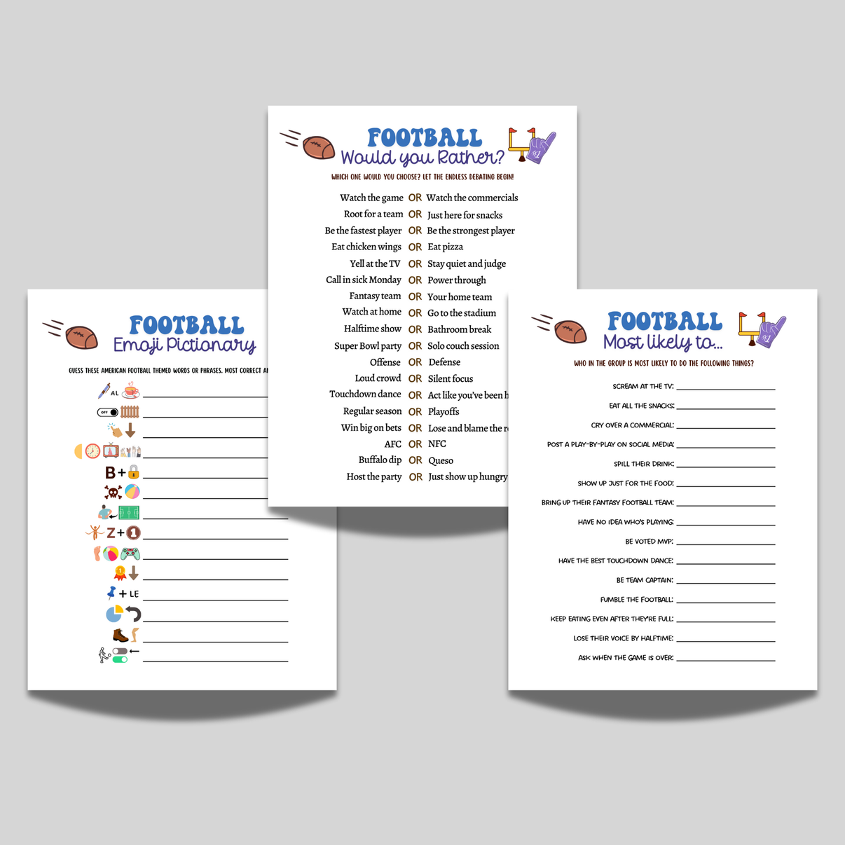 Football Party Games Printable 2026 Super Bowl Activity – Scribbled LLC