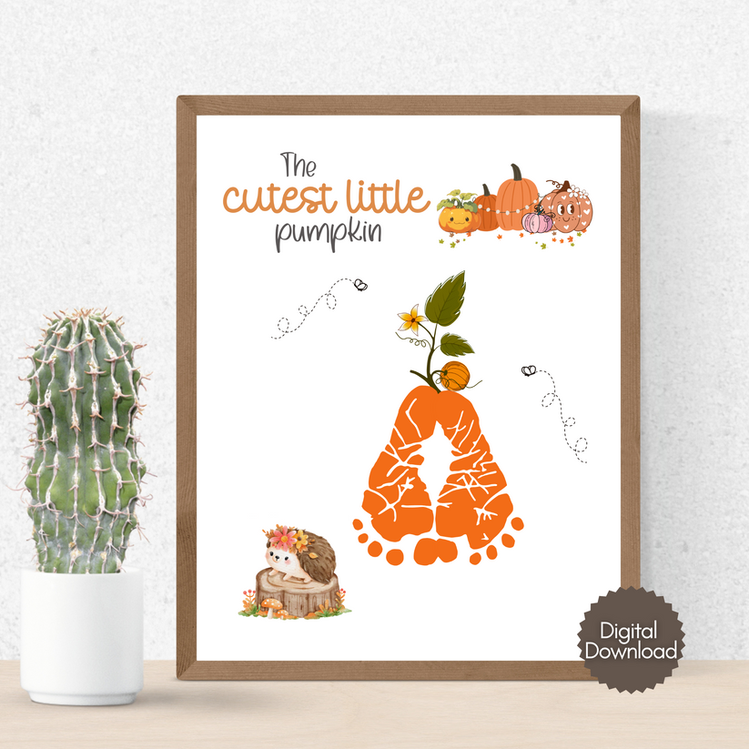 Pumpkin Footprint Craft Printable, Fall Autumn Activity DIY Art for Ki ...