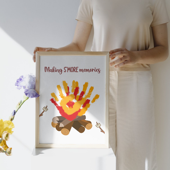 Summer Handprint Craft Printable, DIY Camp Fire Art Project for Kids A ...