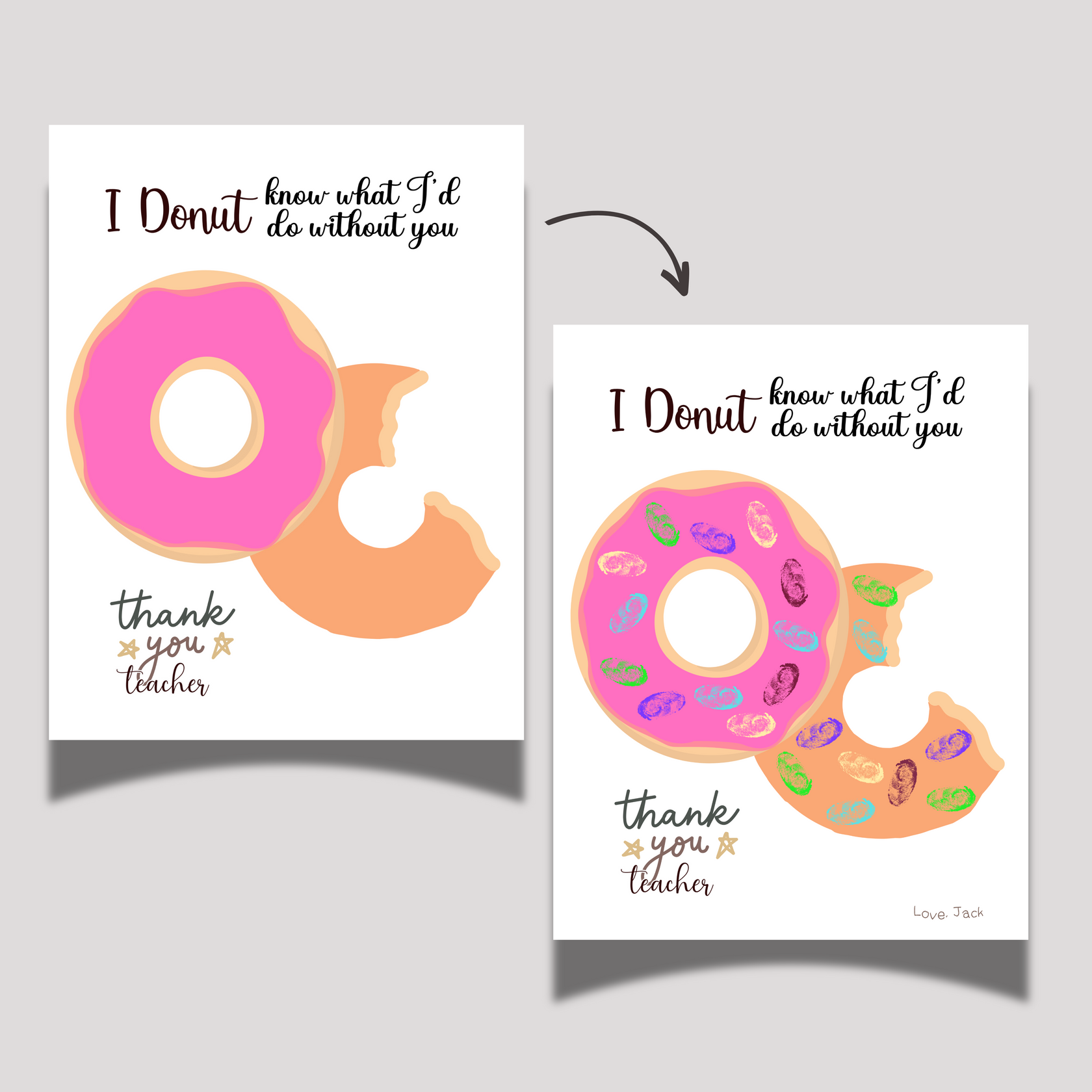 Teacher Appreciation Fingeprint Craft Kids Printable, DIY End of Year ...