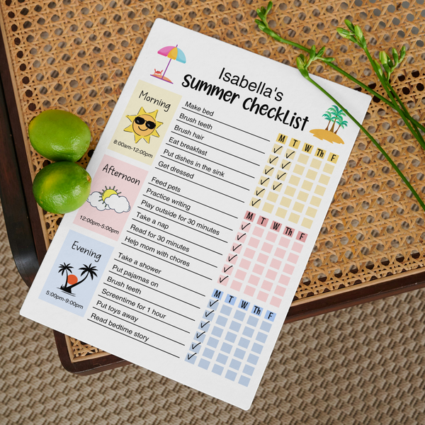 Kids Summer Daily Checklist Schedule Printable, Editable Chore Chart ...
