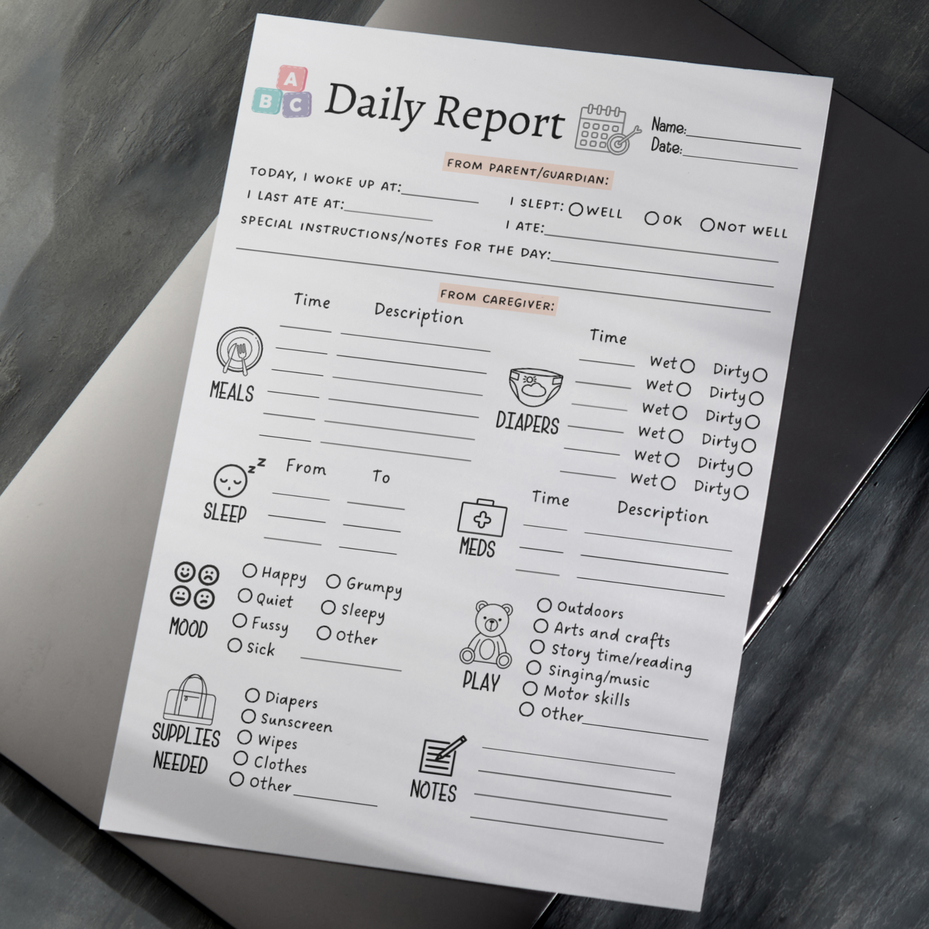 Daily Toddler Log Printable, Infant Baby Schedule for Preschool/ Babys ...