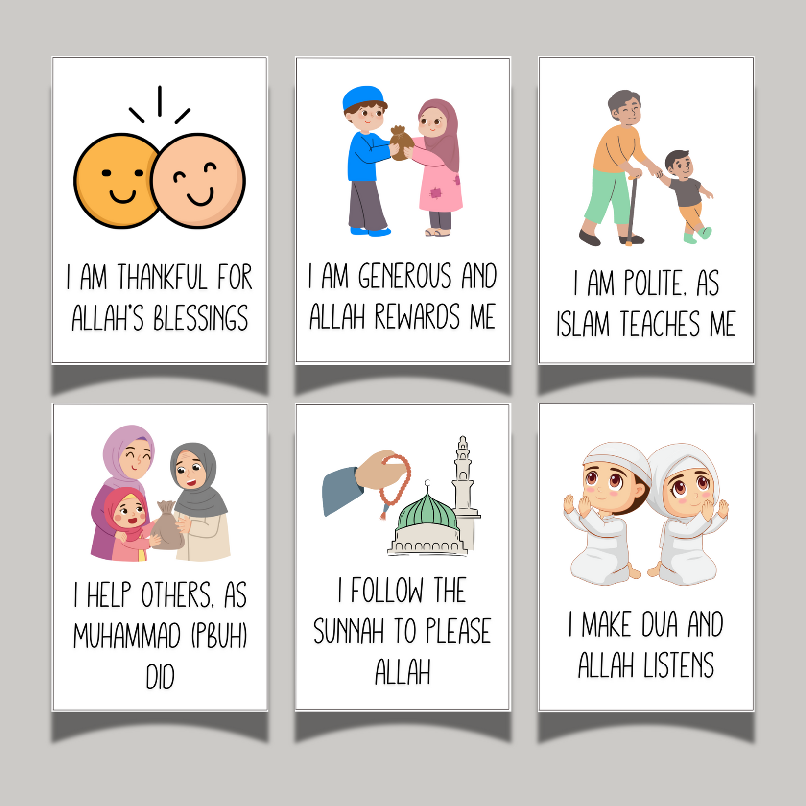 Islamic Affirmations for Kids Printable Cards, Daily Positive Muslim R ...