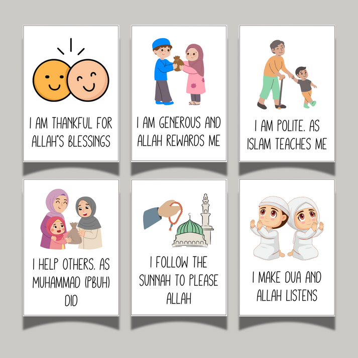 Islamic Affirmations for Kids Printable Cards, Daily Muslim Reminders ...