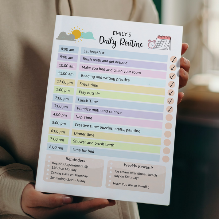 Editable Kids Daily Routine, Printable Chore Chart, Daily Schedule Tem ...