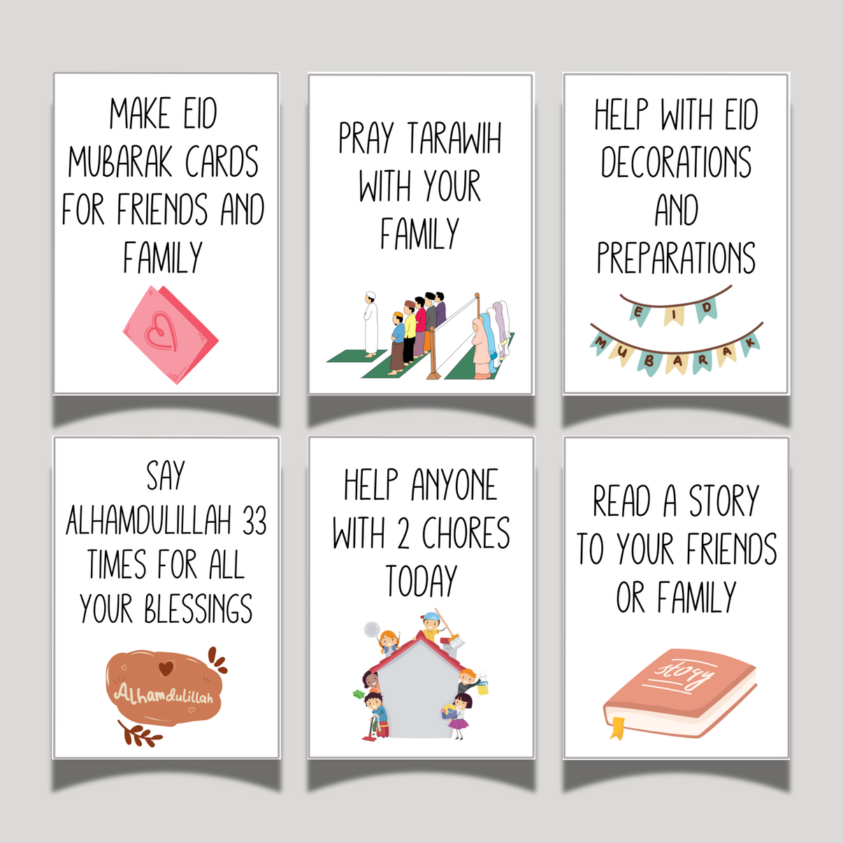 Ramadan Good Deeds Cards for Kids Printable, Advent Calendar Reminder ...