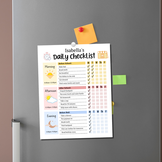 Kids Daily School Checklist Schedule Printable, Editable Chore Chart ...