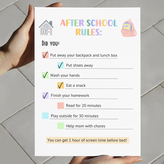 Editable After School Rules Checklist For Kids, Printable Routine Remi ...