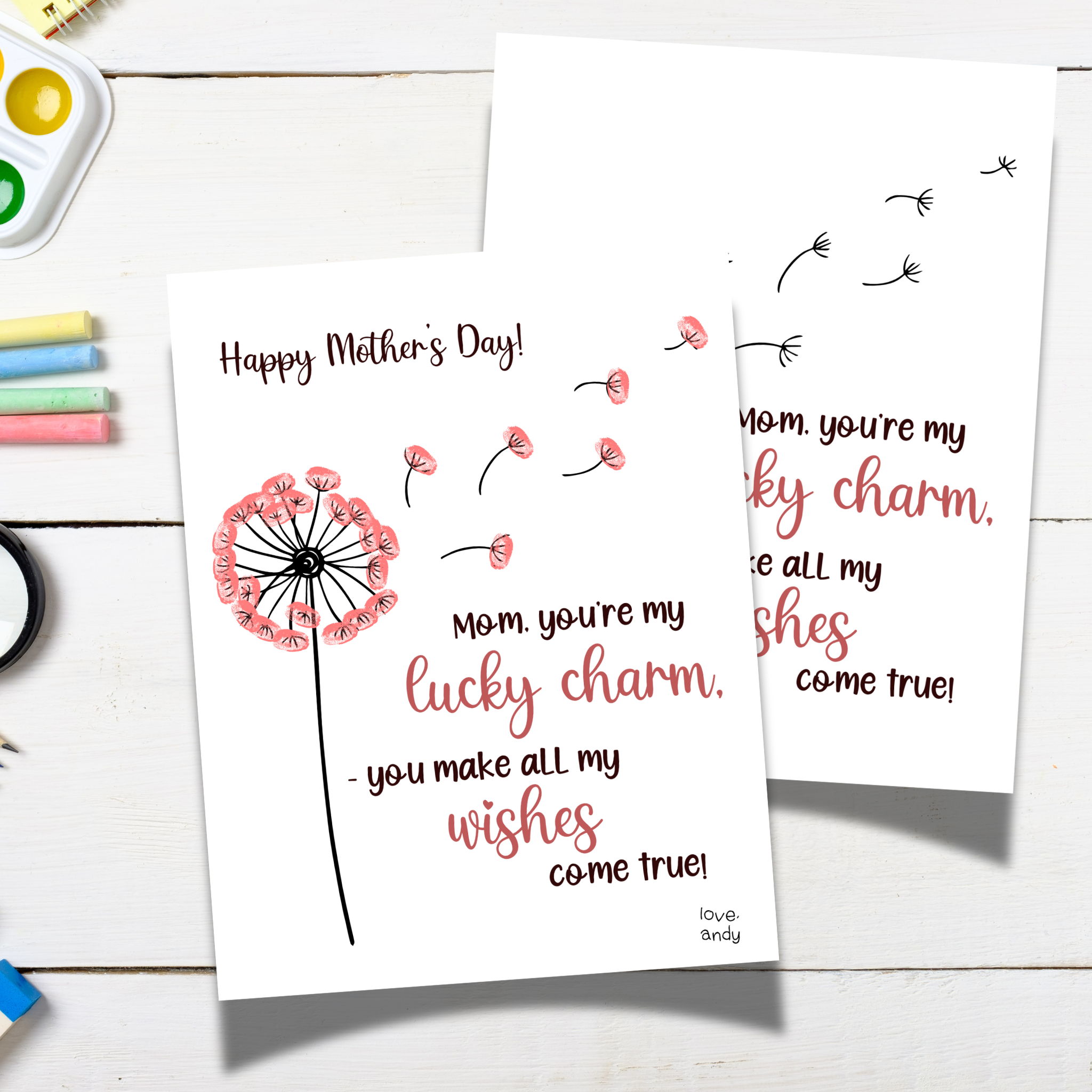 Mothers Day Fingerprint Craft for Kids Printable, Card Art Mom Birthda ...
