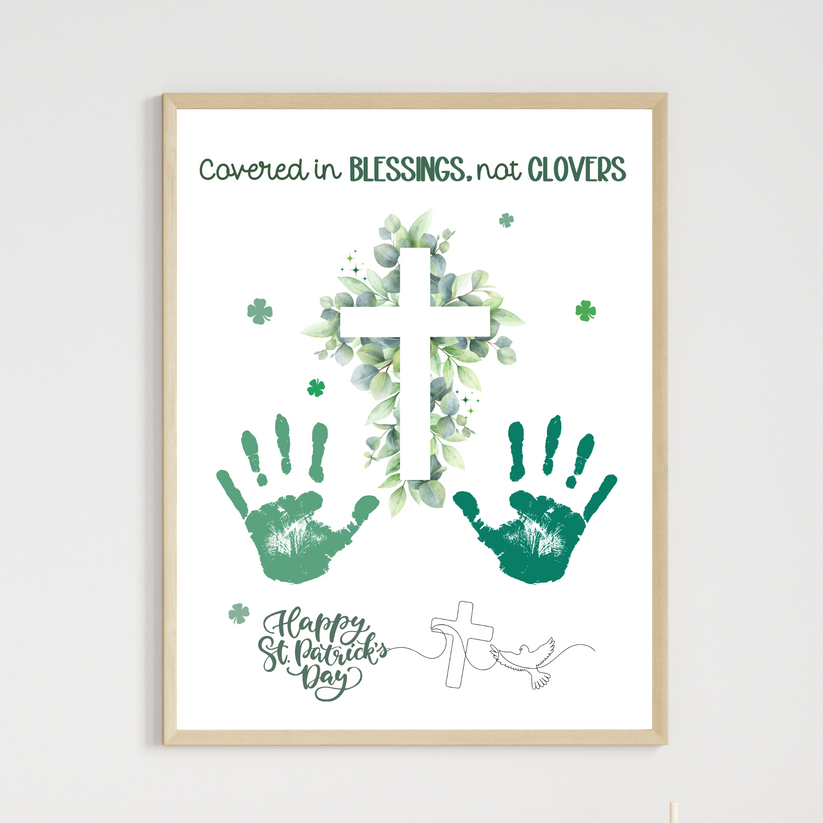 St. Patricks Day Christian Handprint Craft Printable, DIY Bible Art Ke ...
