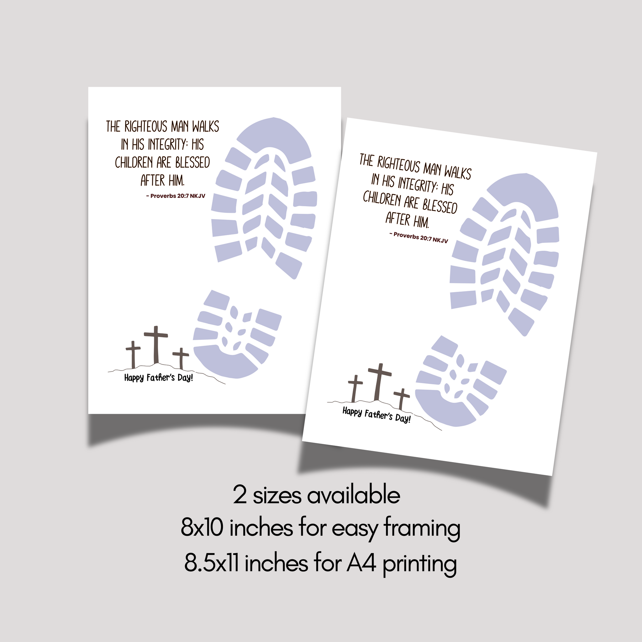Father's Day Bible Craft Printable for Kids, Footprint Card Scripture ...