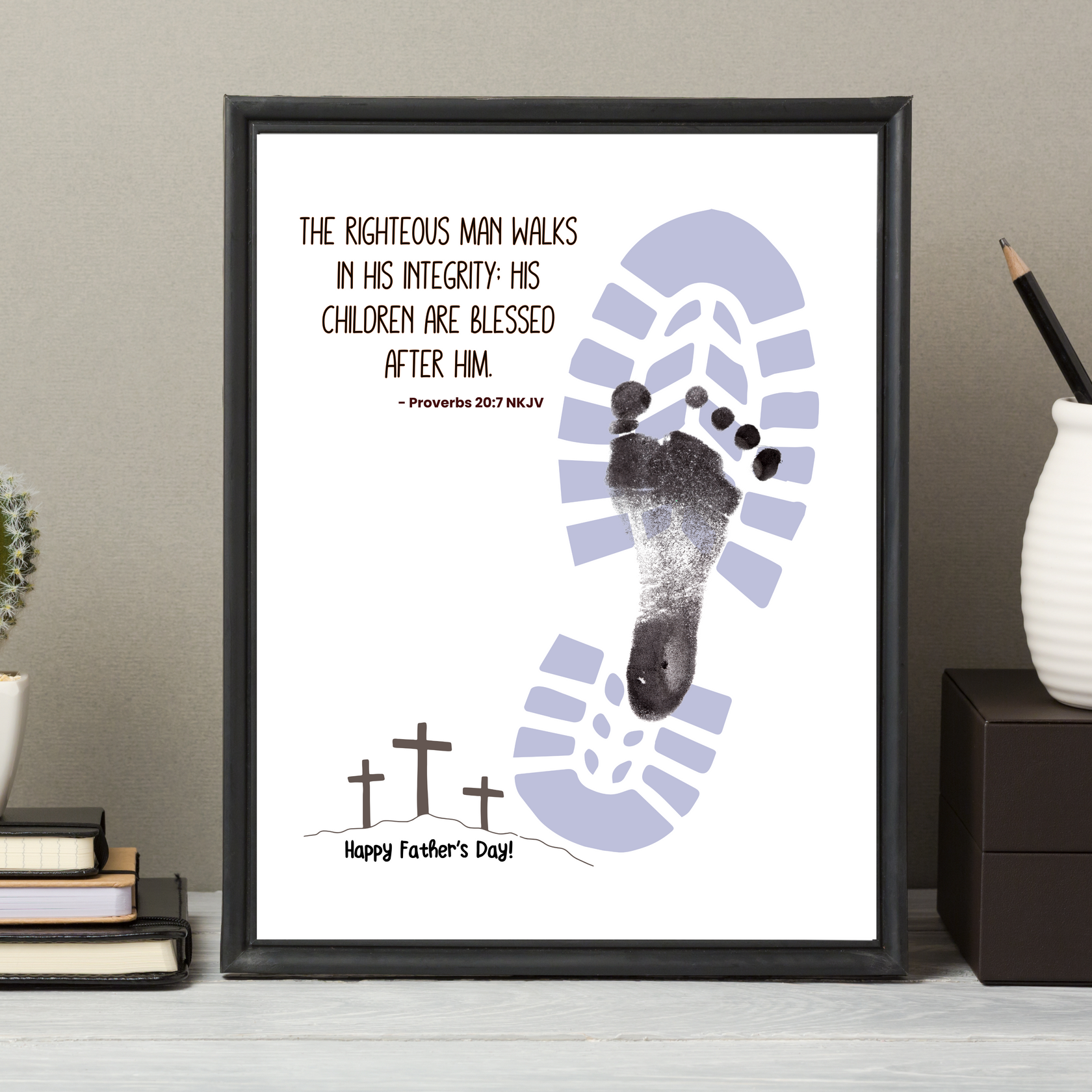 Father's Day Bible Craft Printable for Kids, Footprint Card Scripture ...