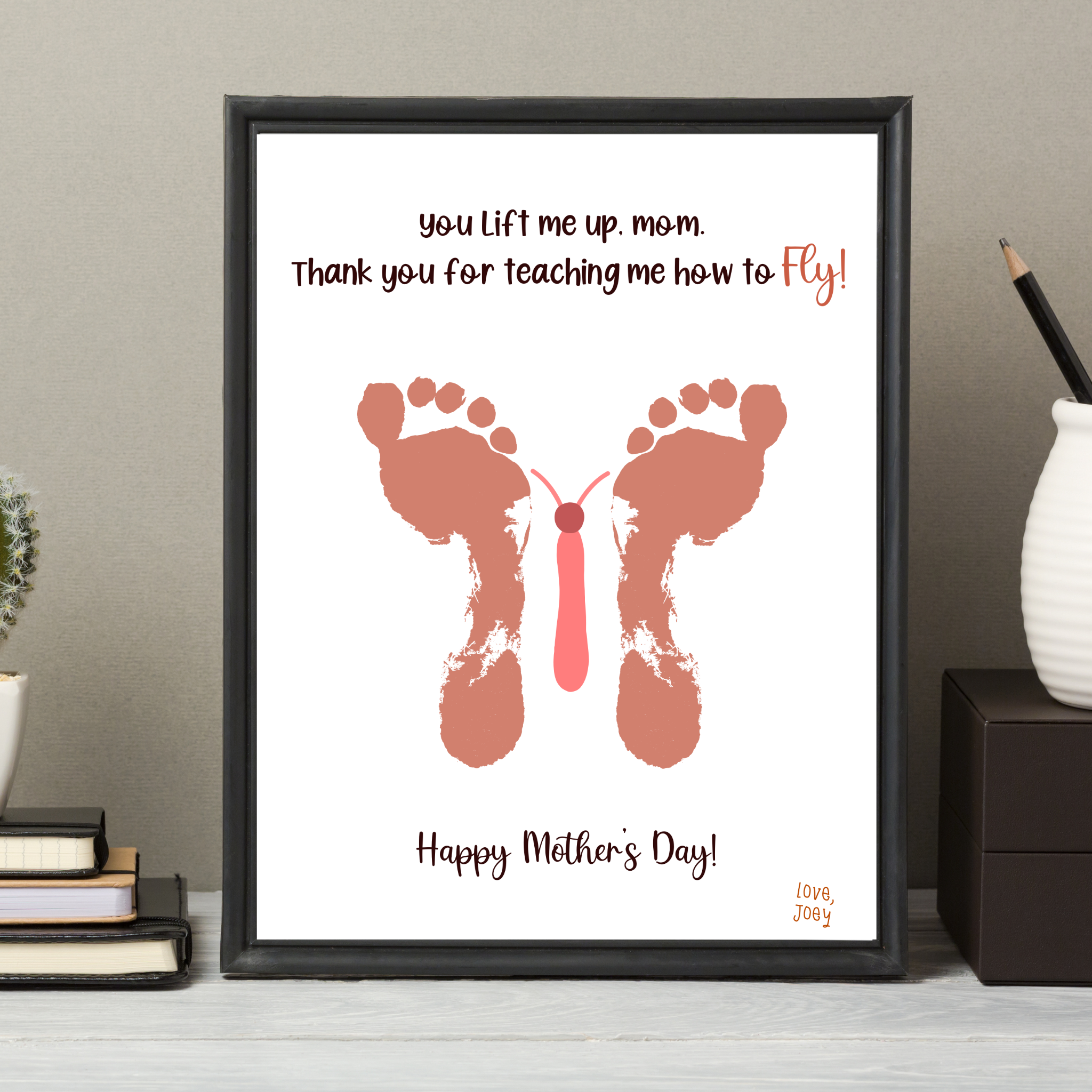 Mothers Day Footprint Butterfly Craft for Kids Printable, Card Art Mom ...