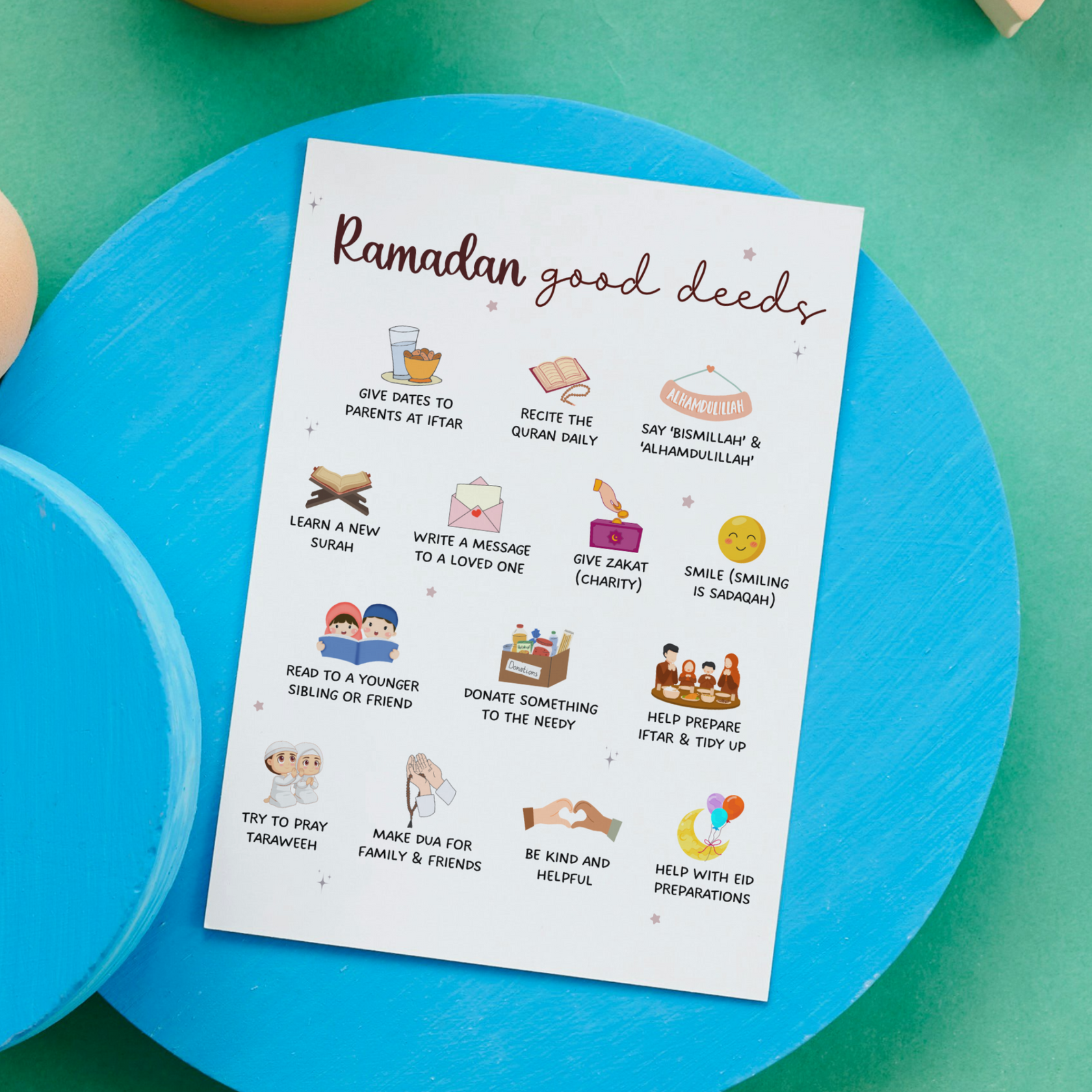 Ramadan Good Deeds Poster Printable, Islamic Wall Art For Kids ...