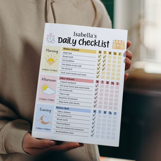 Kids Daily School Checklist Schedule Printable, Editable Chore Chart ...