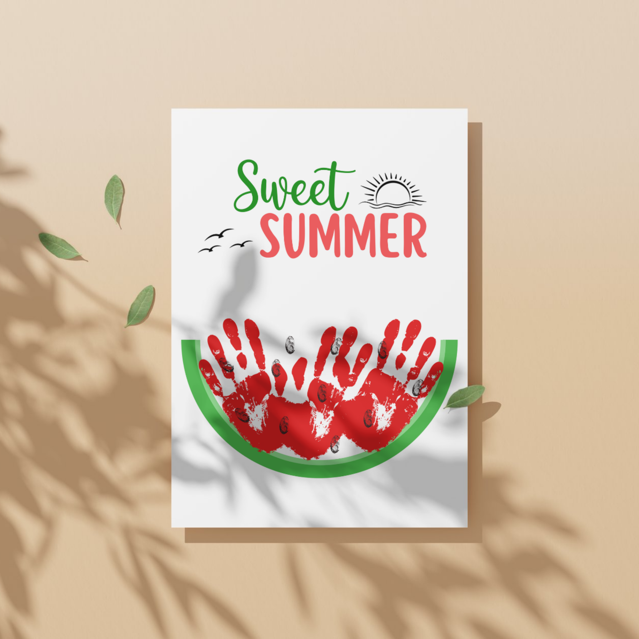 Watermelon Summer Handprint Craft Printable, DIY Art Project for Kids ...