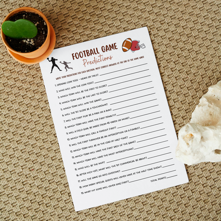 2024 Super Bowl Sunday Football Predictions Game Printable for Adults ...