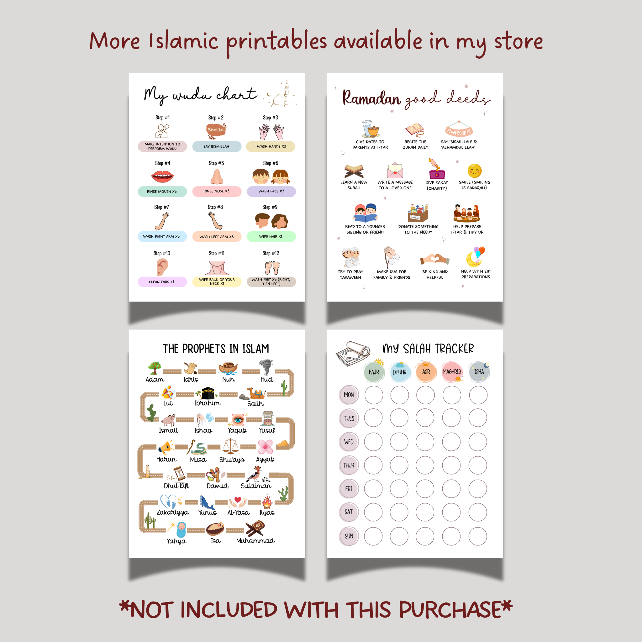 Ramadan Good Deeds Cards for Kids Printable, Advent Calendar Reminder ...