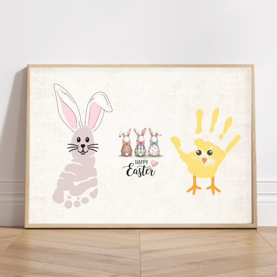 Easter Handprint Footprint Crafts for Kids Printable, DIY Card Wall Ar ...