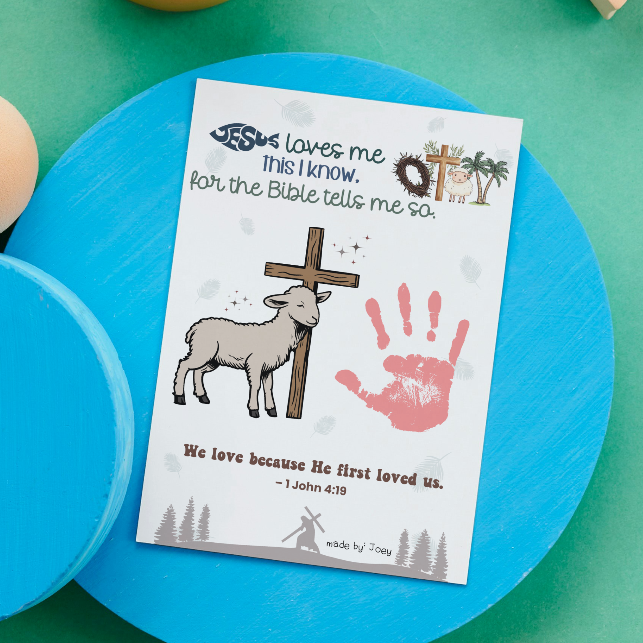 Easter Handprint Craft Printable, Personalized Gift Religious Christia ...
