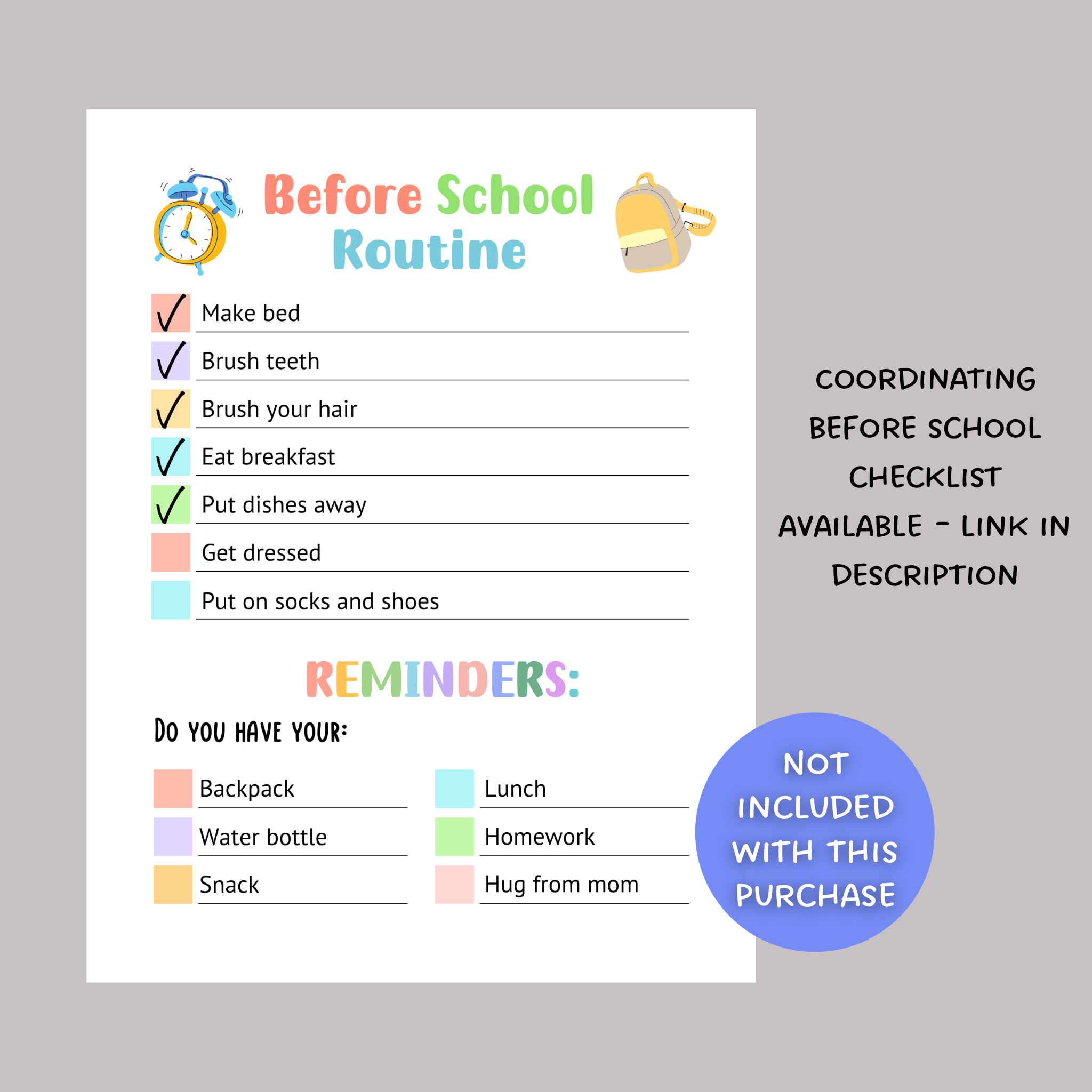 Editable After School Rules Checklist For Kids, Printable Routine Remi ...
