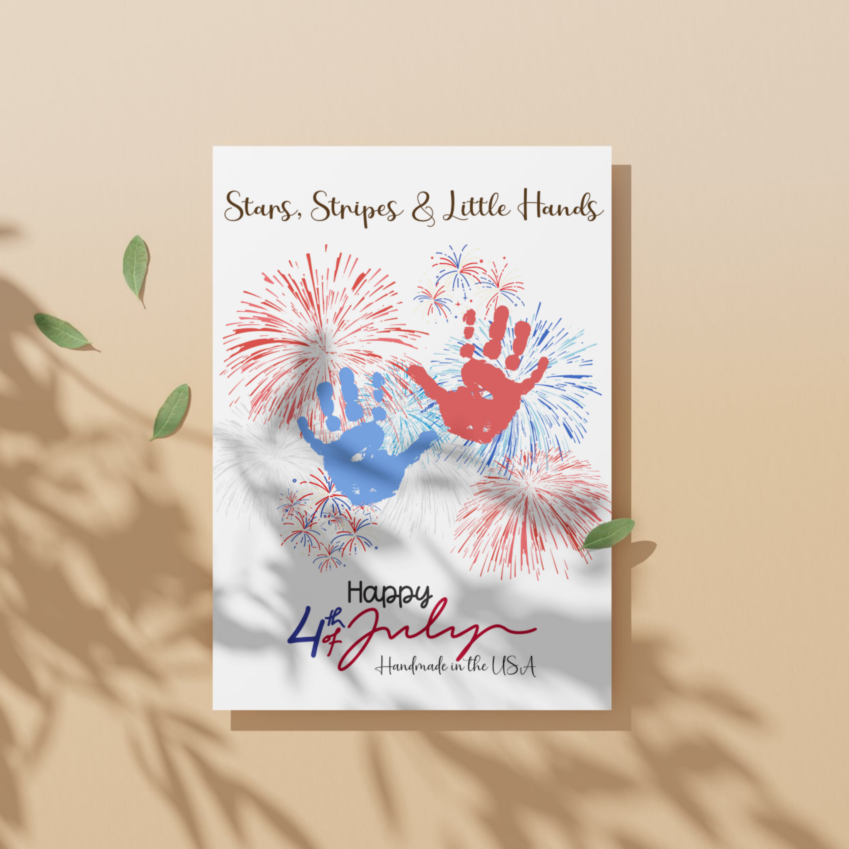 4th of July Handprint Craft Printable, DIY Footprint Art Activity Kids ...