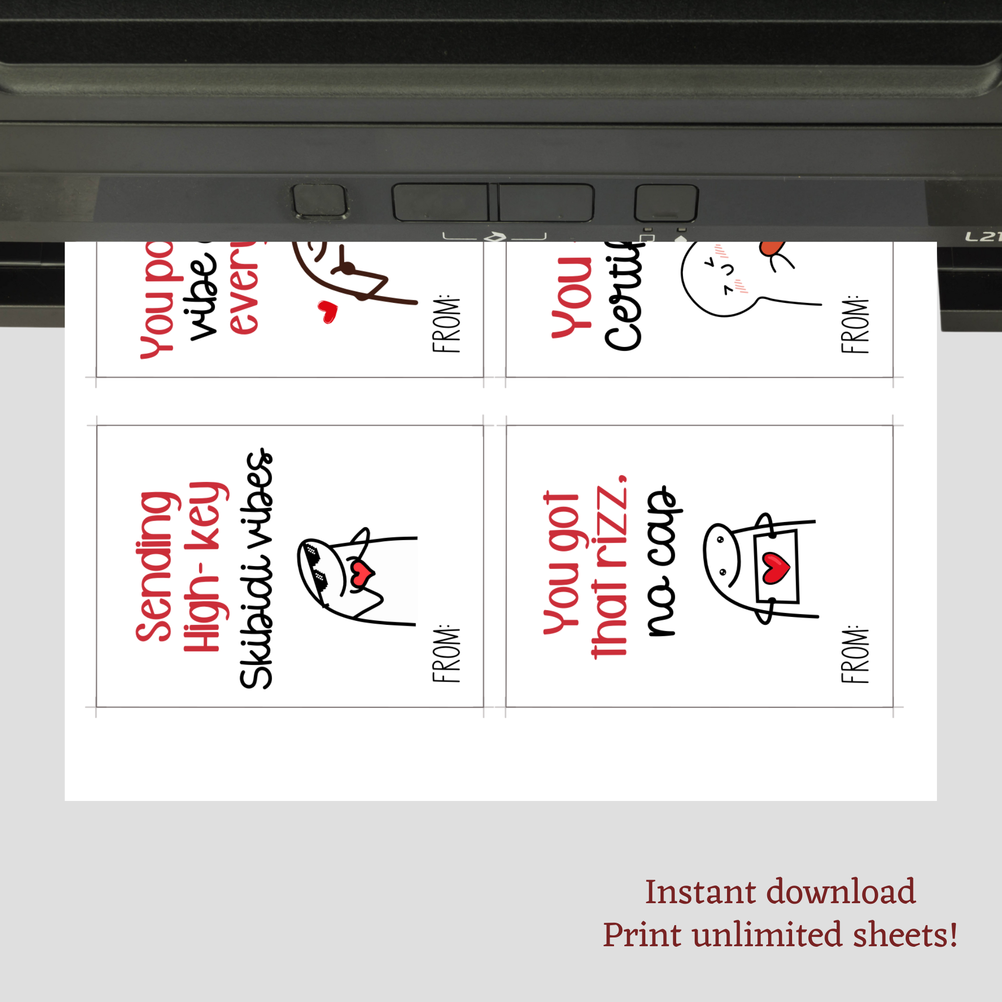 Funny Slang Valentines Day Cards Printable Quirky Humor Classroom ...