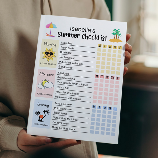 Kids Summer Daily Checklist Schedule Printable, Editable Chore Chart ...