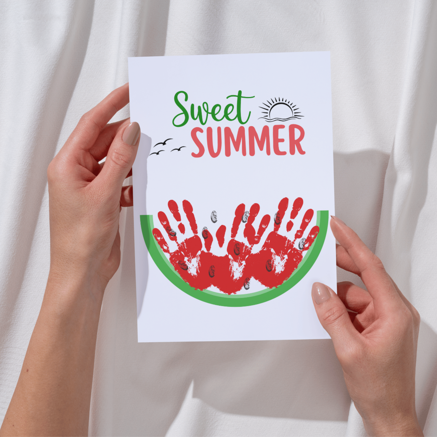 Watermelon Summer Handprint Craft Printable, DIY Art Project for Kids ...