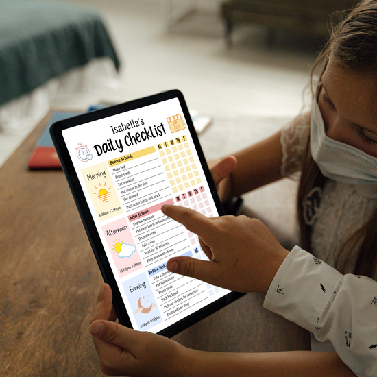 Kids Daily School Checklist Schedule Printable, Editable Chore Chart ...
