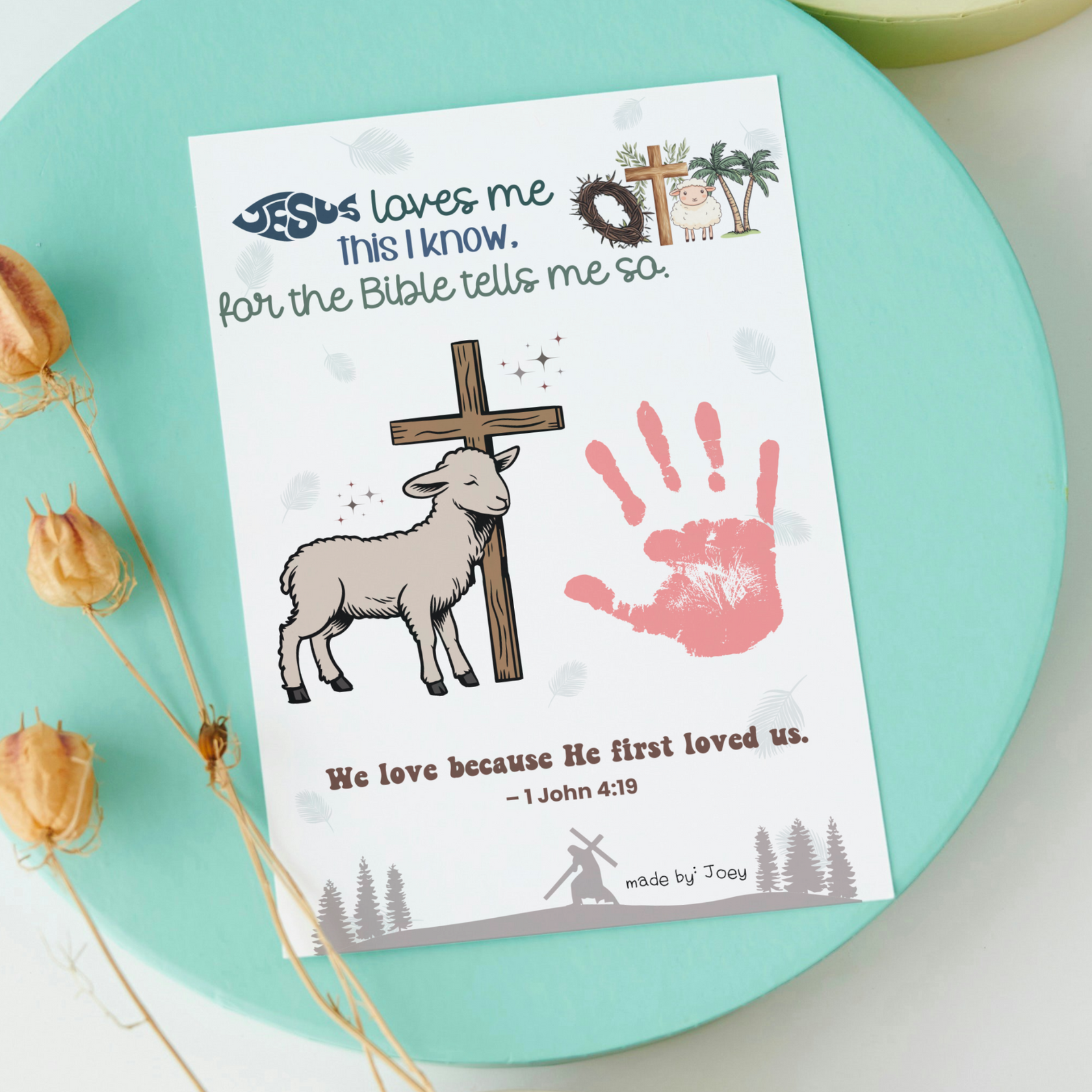 Easter Handprint Craft Printable, Personalized Gift Religious Christia ...