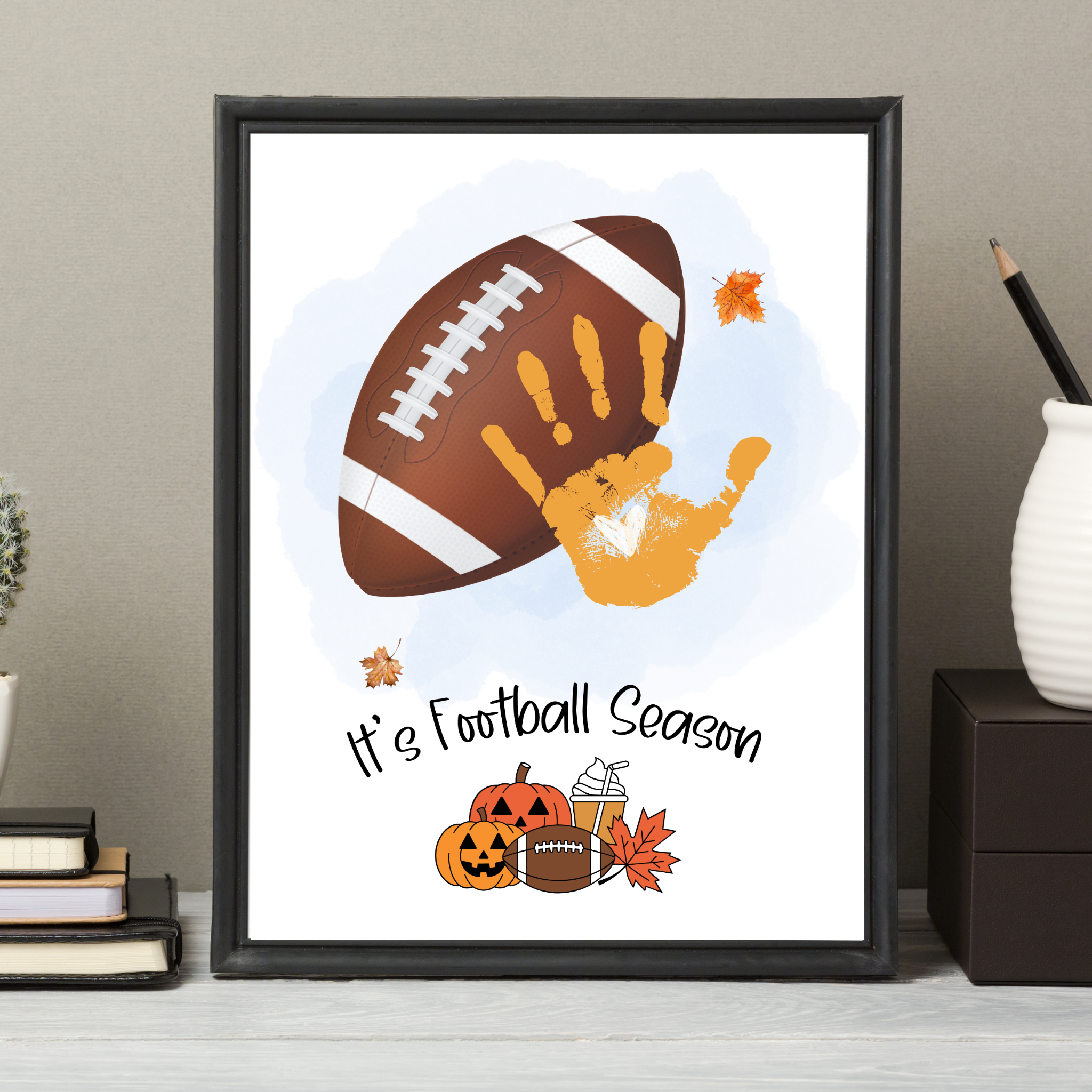 Football Handprint Craft Printable Fall Activity DIY Sports Footprint ...