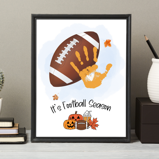Football Handprint Craft Printable Fall Activity DIY Sports Footprint ...