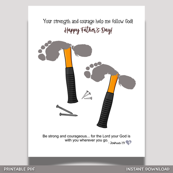 Fathers Day Bible Verse Craft Kids Printable, DIY Footprint Card Art C ...