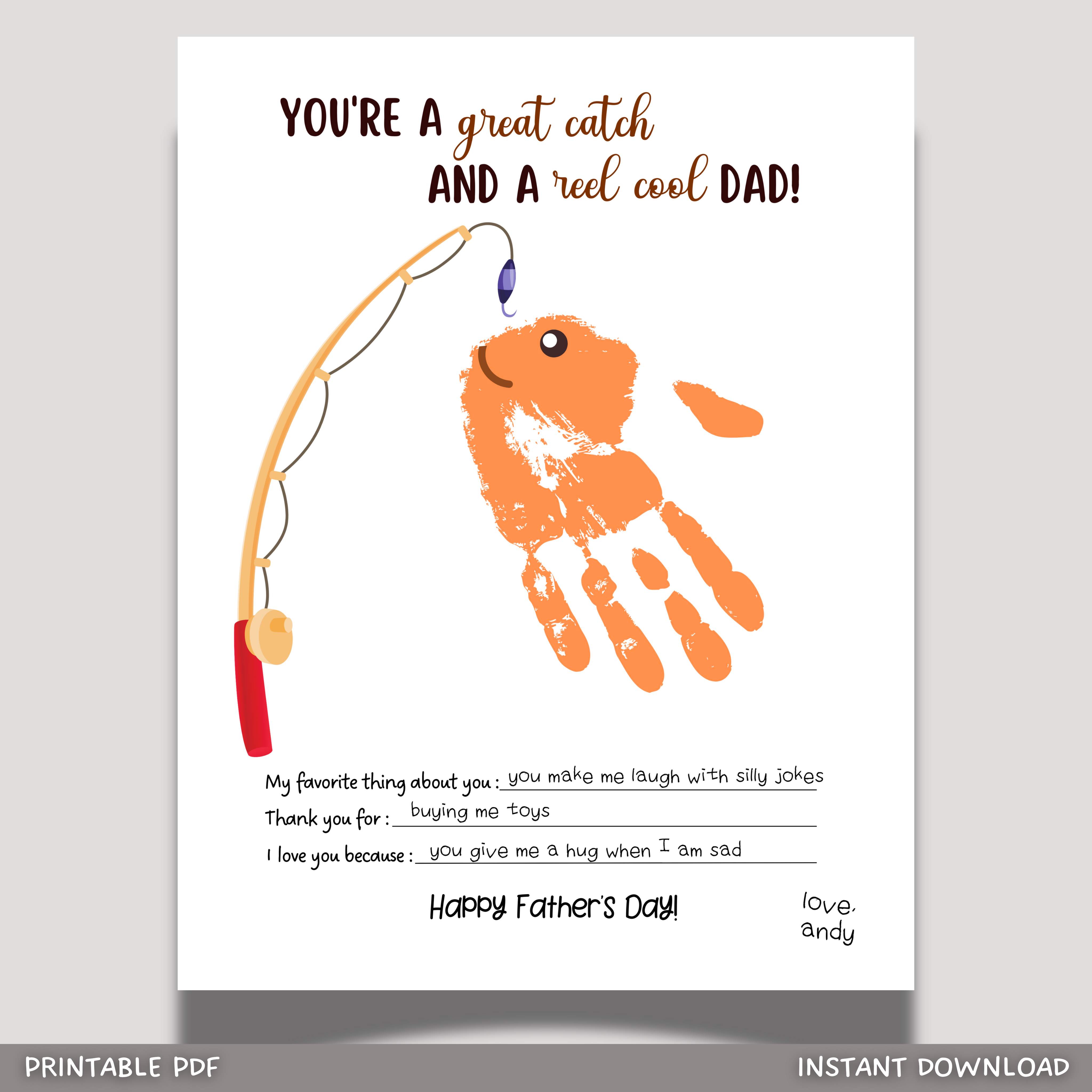 Fathers Day Handprint Craft for Kids Printable, DIY Dad Card Art Perso ...
