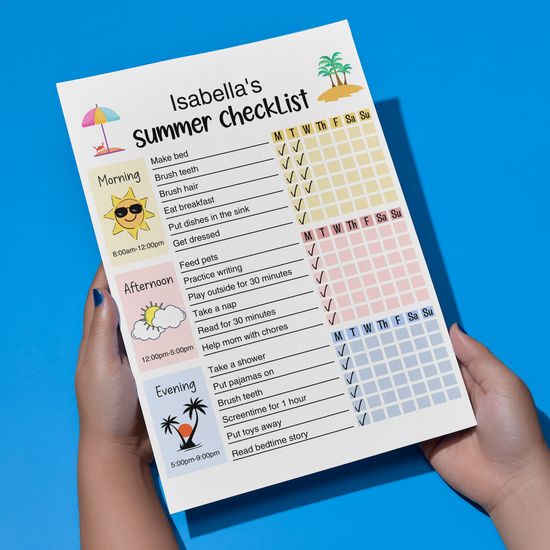 Kids Summer Daily Checklist Schedule Printable, Editable Chore Chart ...