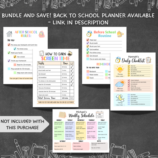 Printable Before School Checklist, Editable Morning Reminders for Kids ...