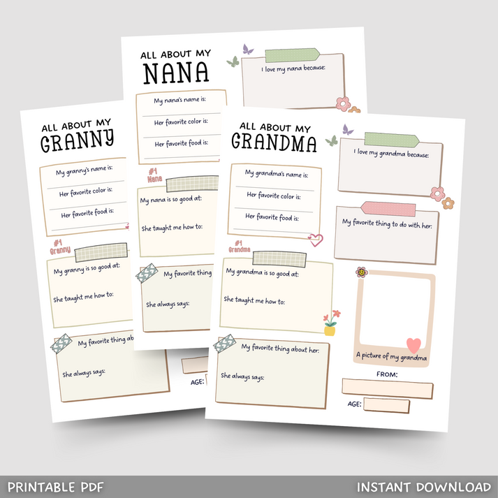 All About My Grandma Survey Printable, Grandparents Day Gift From Kids ...